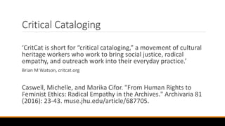 Pattern and Representation: Critical Cataloging for a New Perspective ...