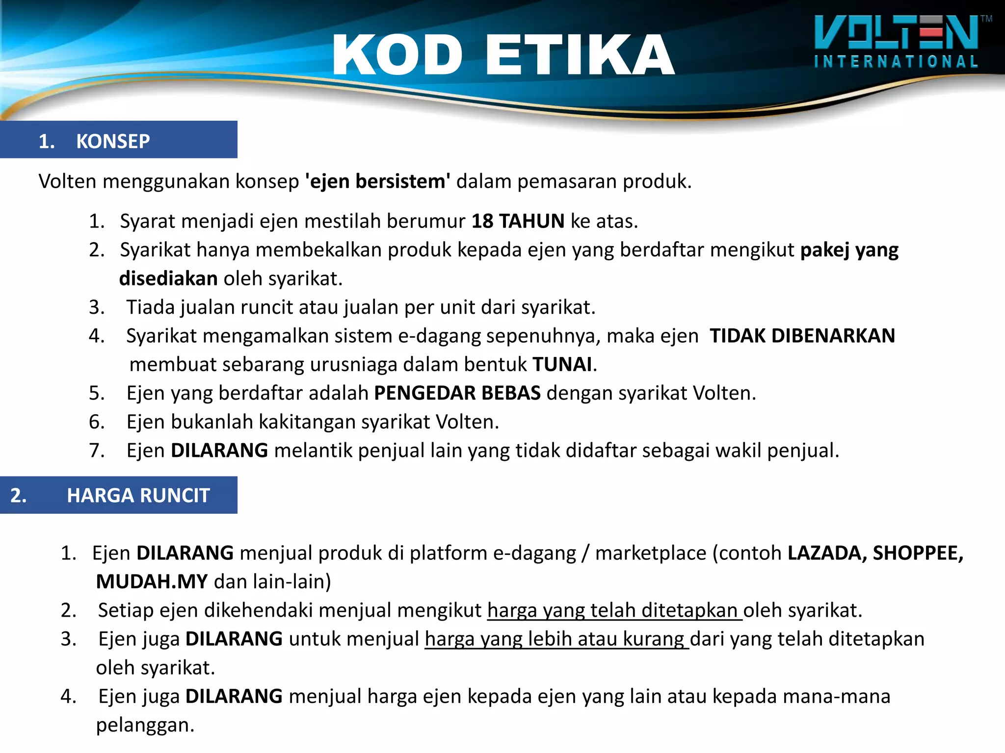 Kod Etika Sebagai Ejen Volten International | PPT