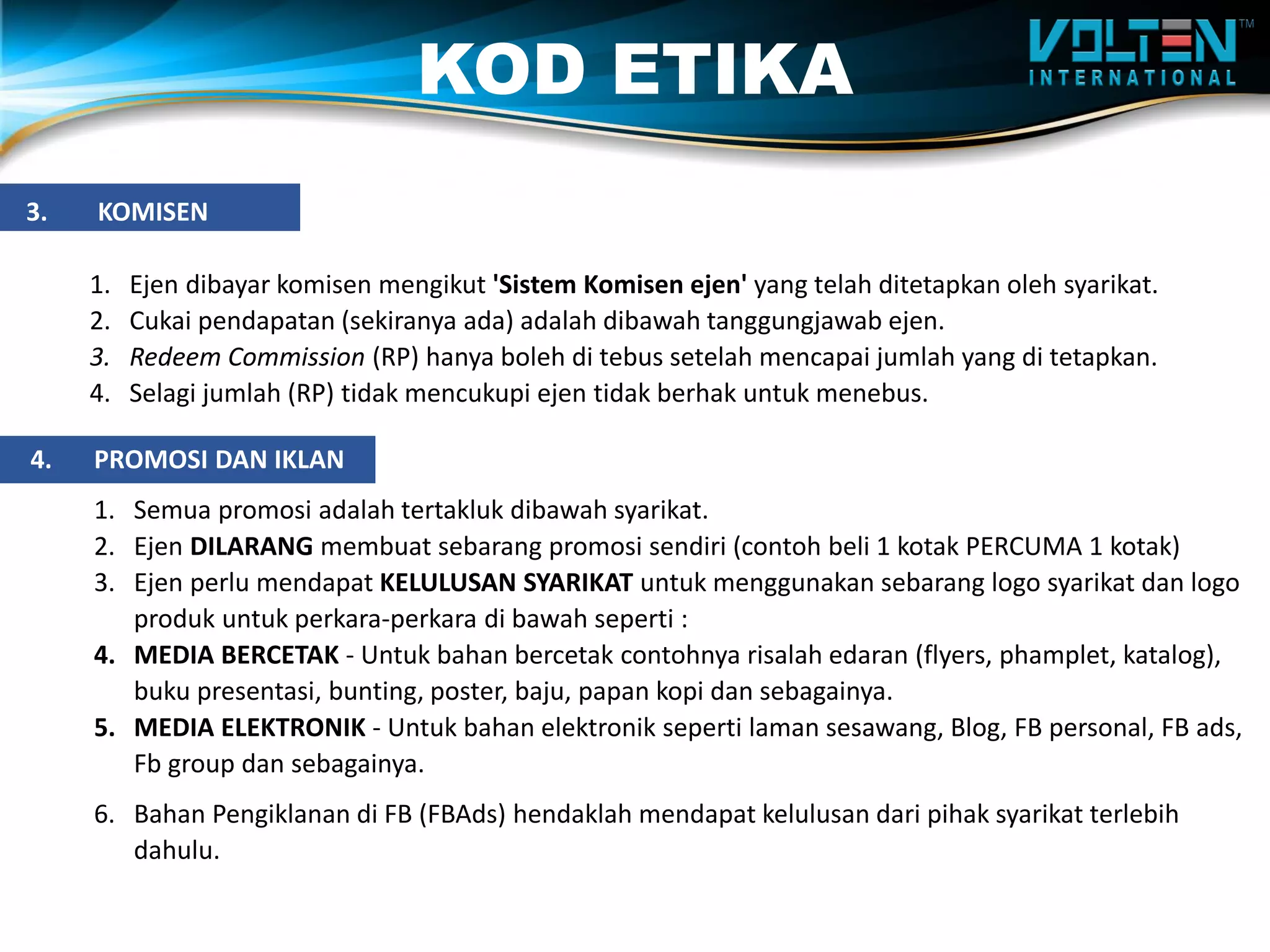 Kod Etika Sebagai Ejen Volten International | PPT
