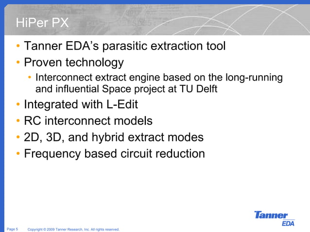Parasitic Extraction Product from Tanner EDA | PPT