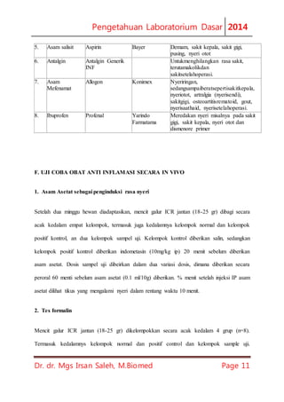 uji obat anti inflamasi secara in vivo | DOCX