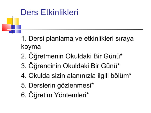 Okul deneyimi ders notlari 1 | PPT