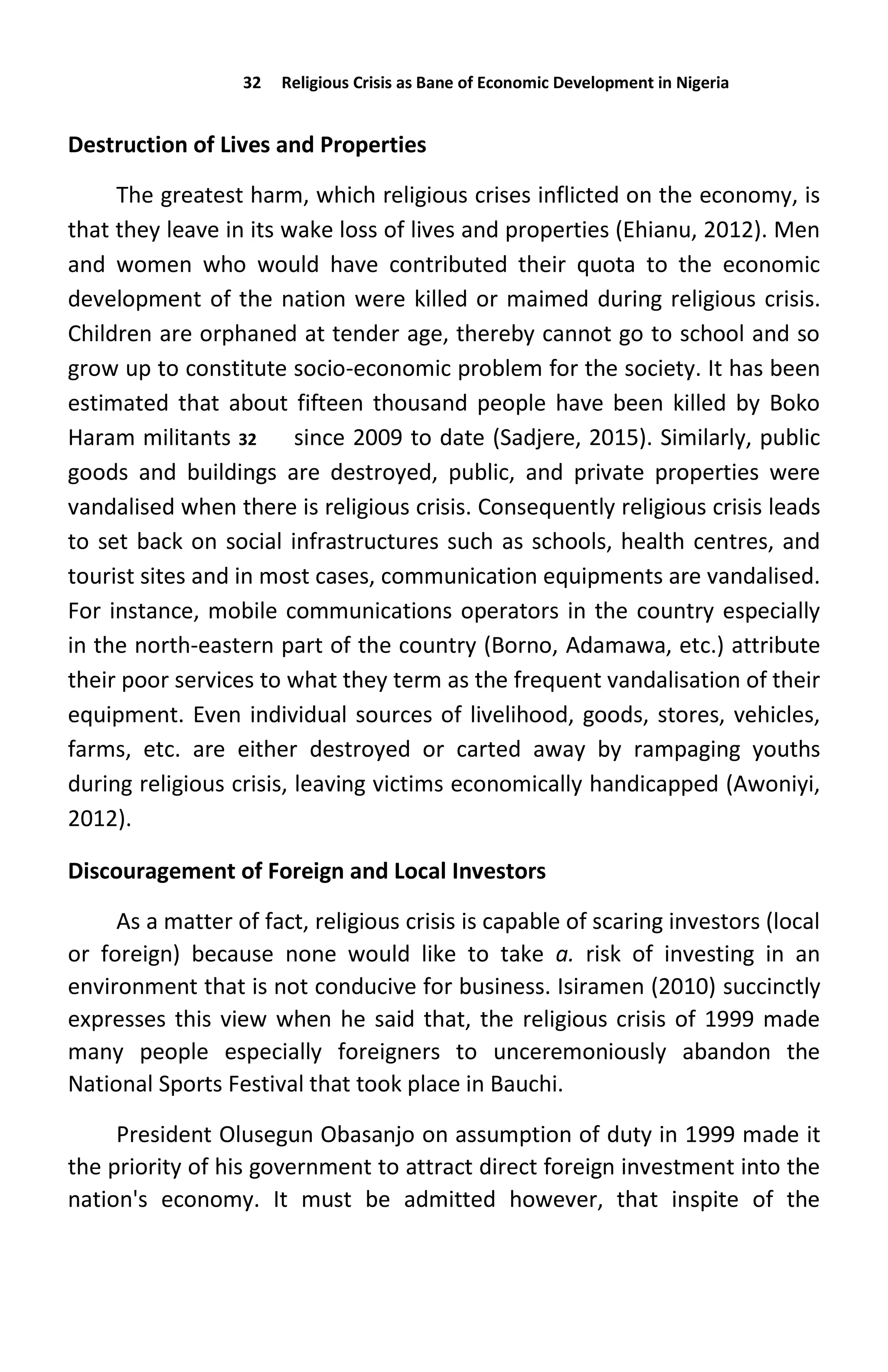 Religious Crisis as Bane of Economic Development in Nigeria | PDF