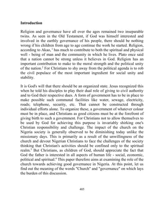 The Role of the Church towards Achieving Good Governance in Nigeria | PDF