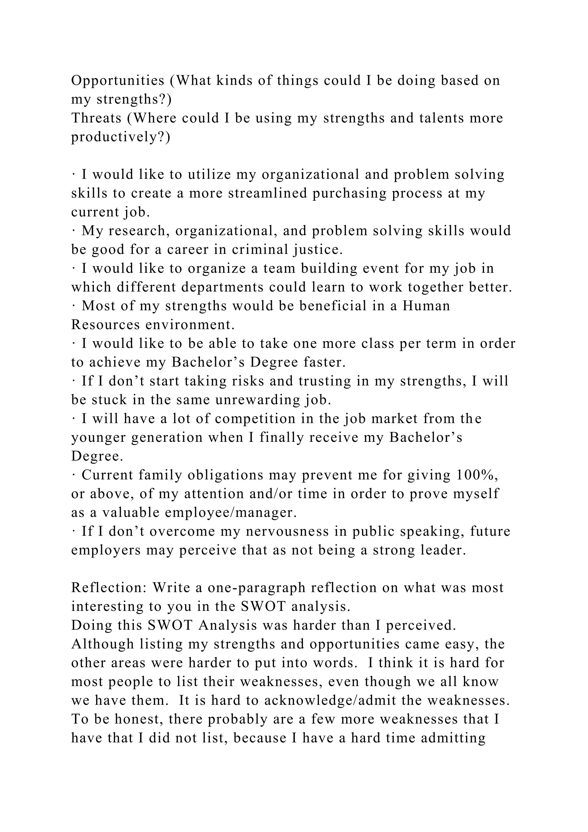 OL 125 Personal Development Plan – SWOT Analysis (Milestone T.docx ...