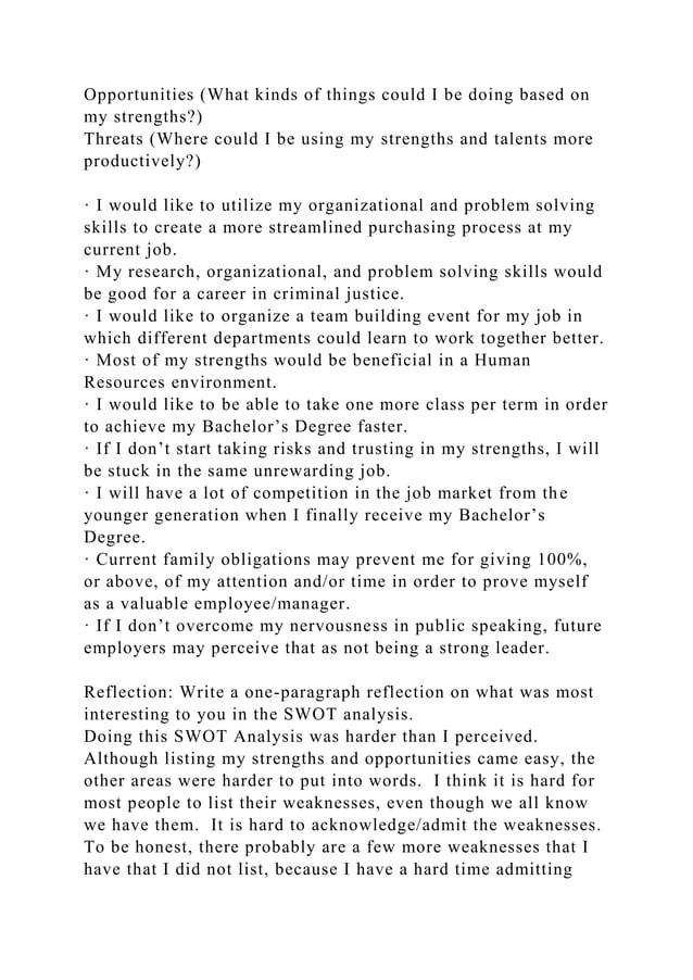 OL 125 Personal Development Plan – SWOT Analysis (Milestone T.docx ...