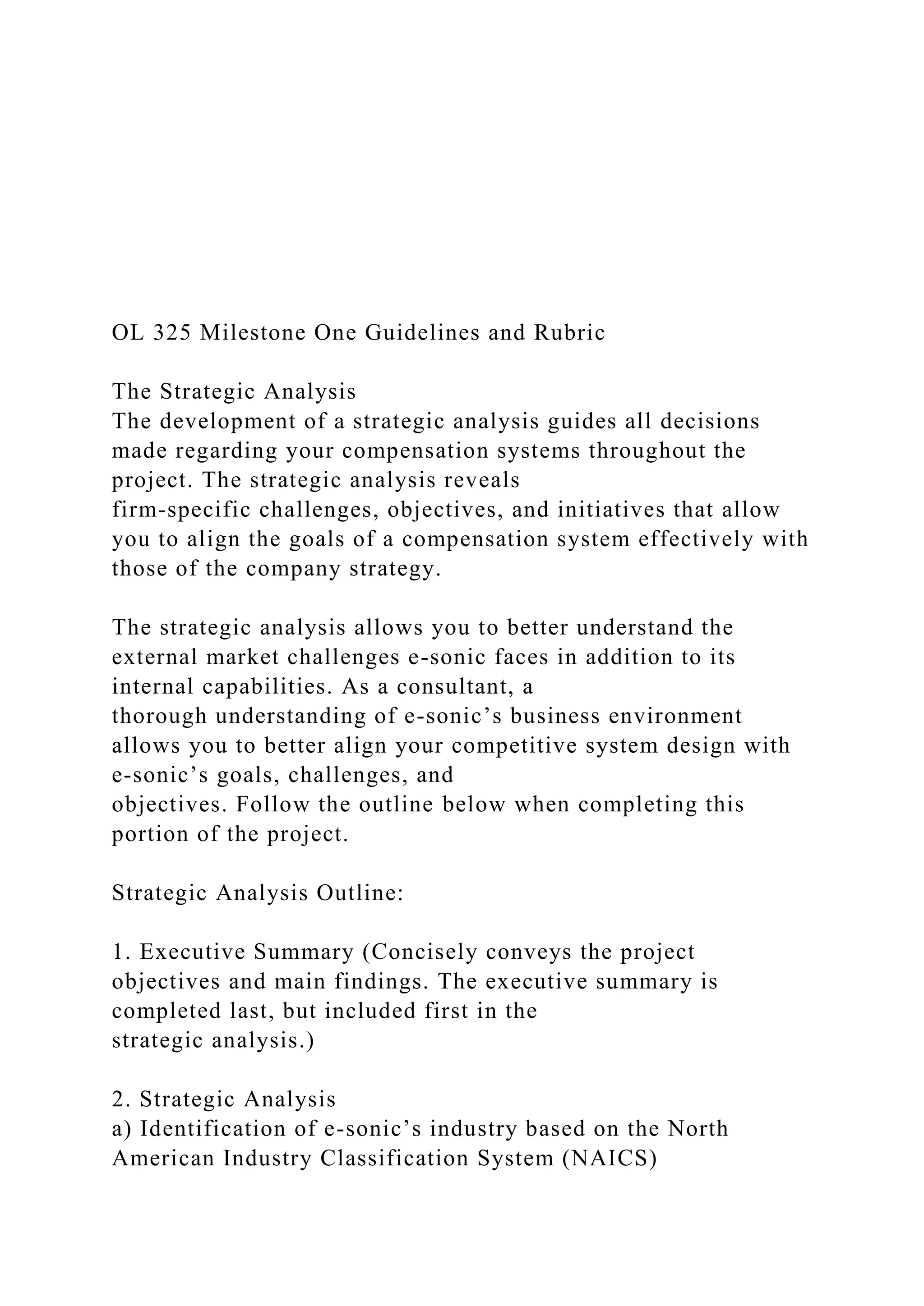 OL 325 Milestone One Guidelines and Rubric The Stra.docx