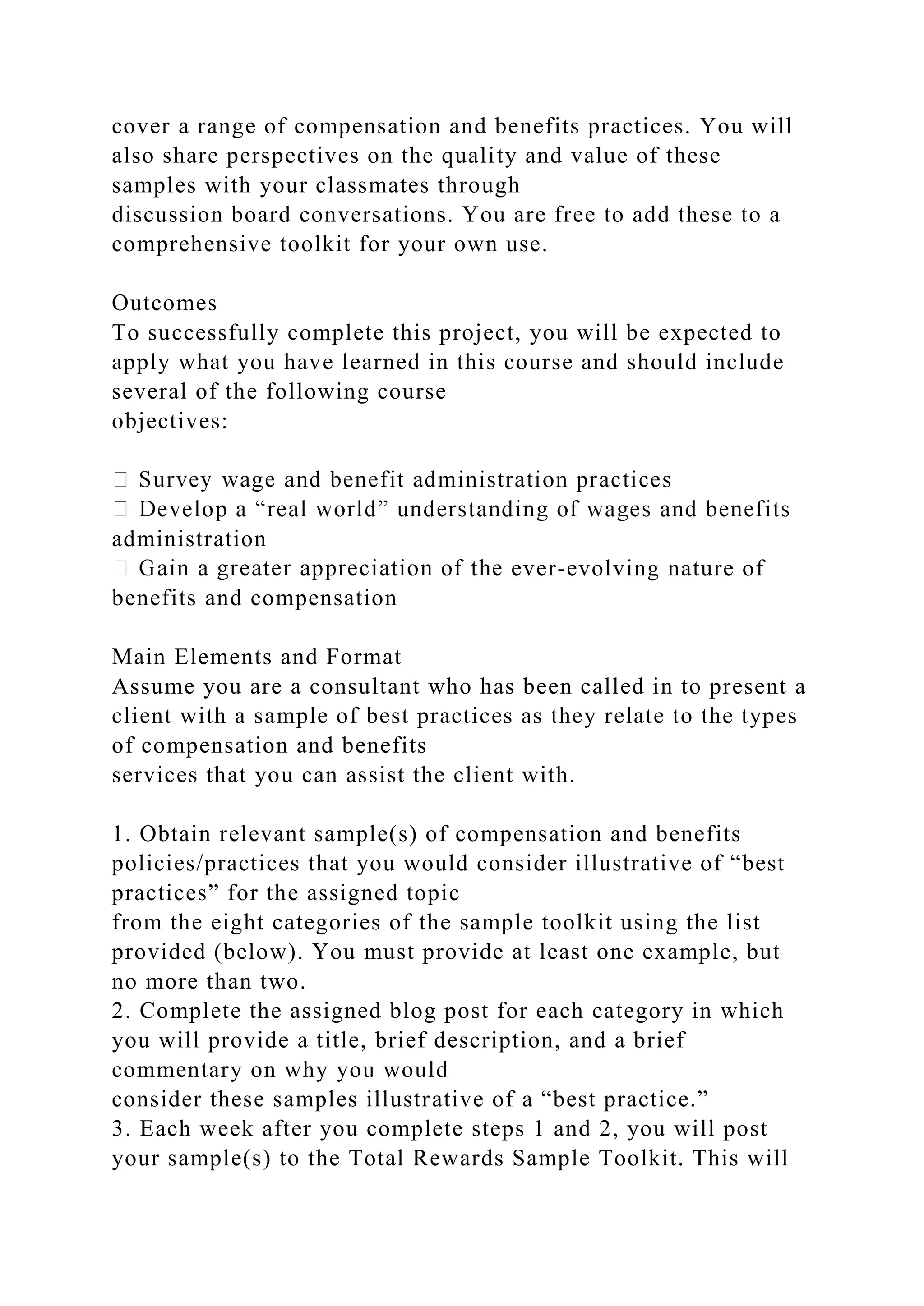 OL 620 Total Rewards Sample ToolkitOverviewEach week y.docx