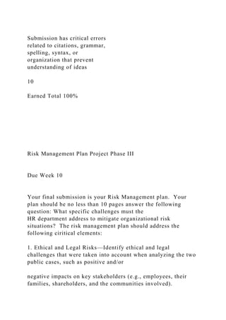 OL 645 Risk Management Plan Project Instructions and Rubric.docx