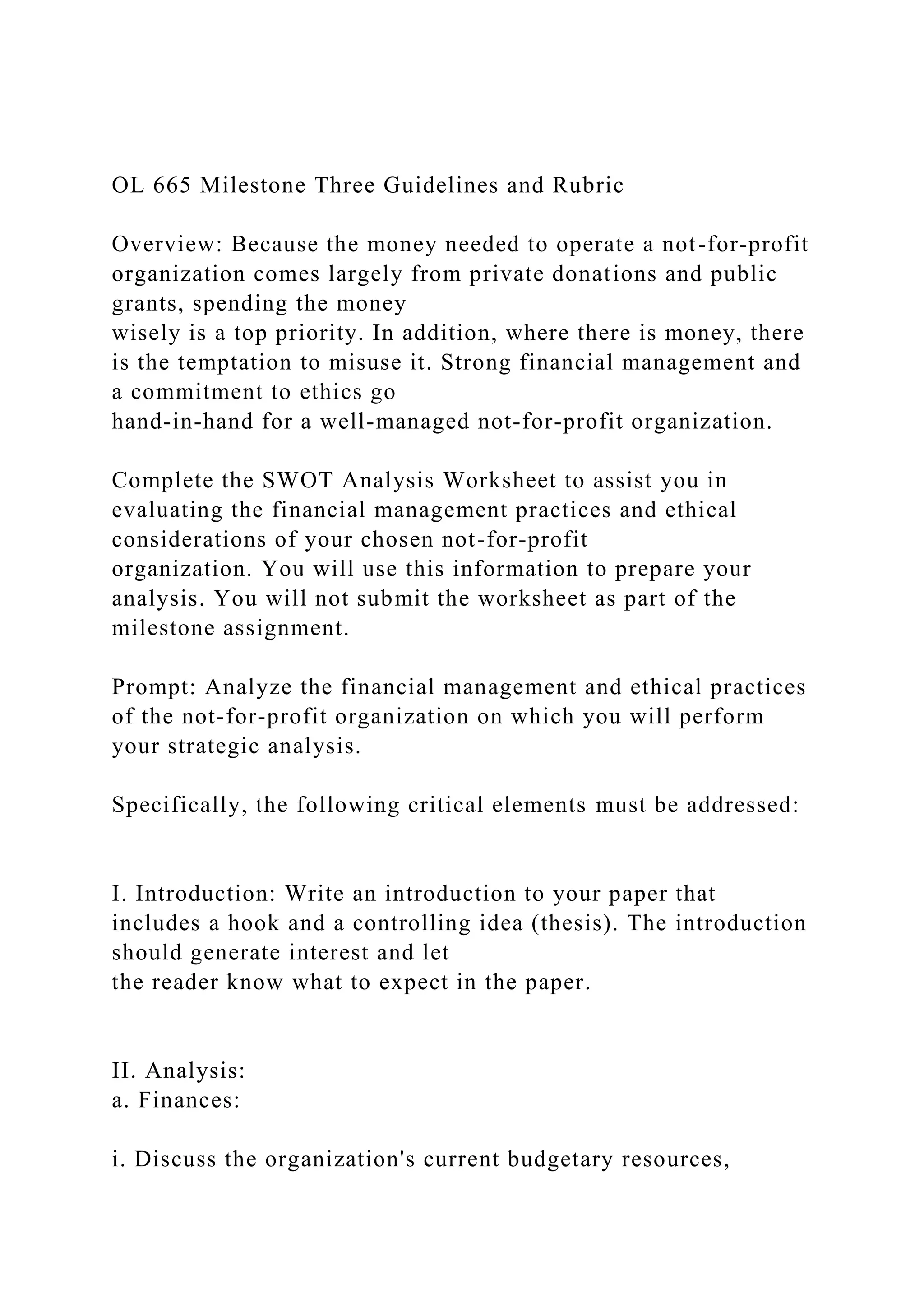 Ol 665 Swot Analysis Worksheetinstructions Complete This Swdocx 