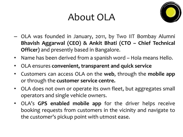 Ola Case Study | PPTX | Automotive Industry | Industries