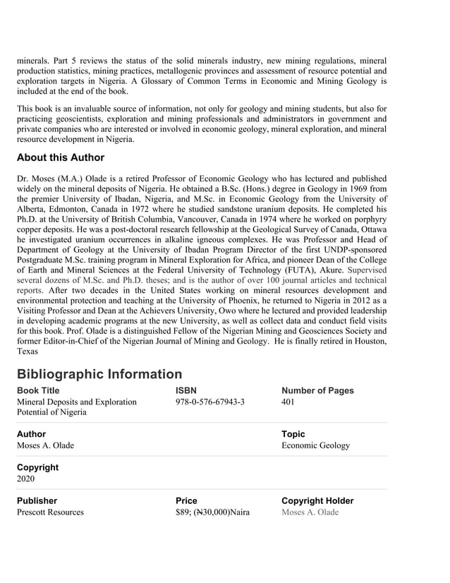 Mineral deposits and exploration potential of nigeria (flyer) | PDF
