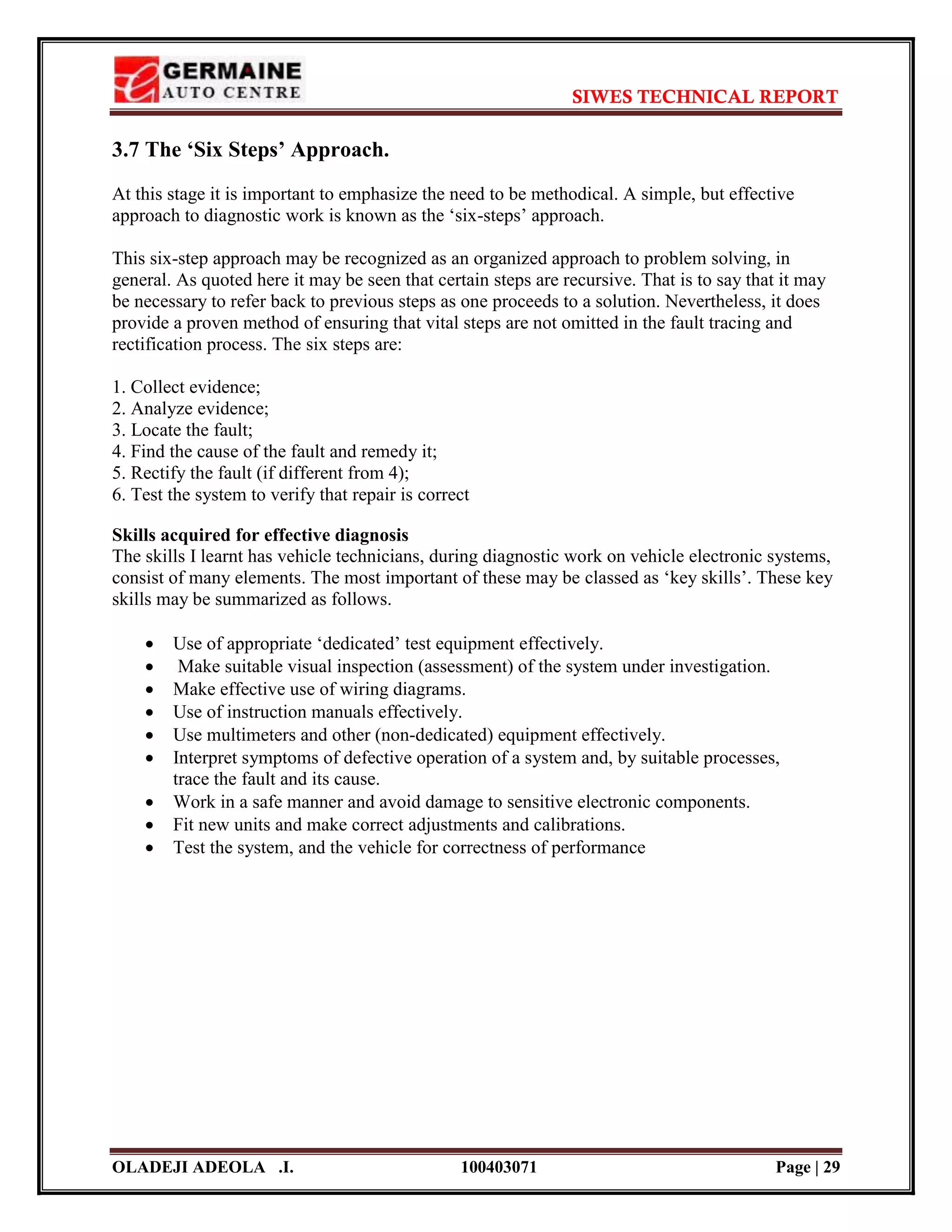 SIWES TECHNICAL REPORT BY OLADEJI ADEOLA | PDF