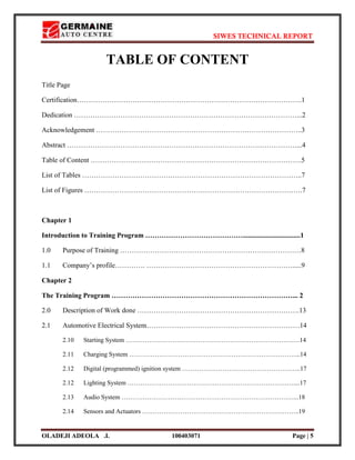 SIWES TECHNICAL REPORT BY OLADEJI ADEOLA | PDF