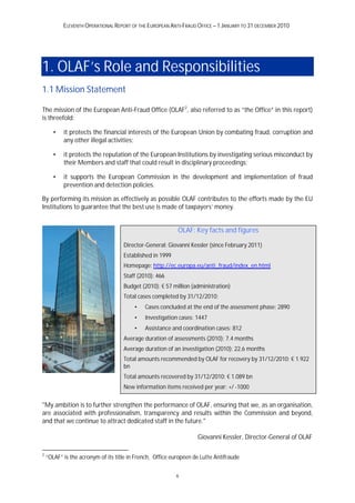 Olaf Annuel report 2011 | PDF