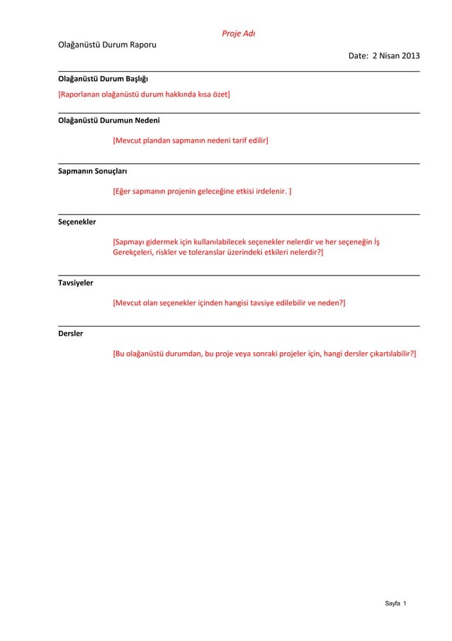 Olaganustu durum raporu | DOC