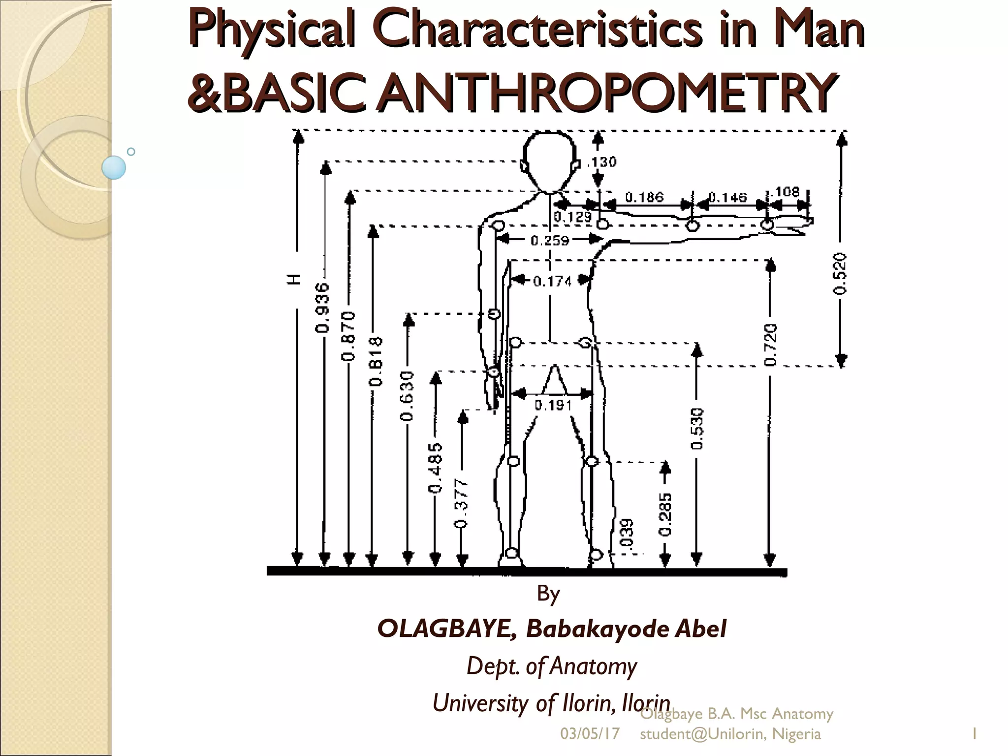 Anthropometry and Physical Charateristics in man | PPT