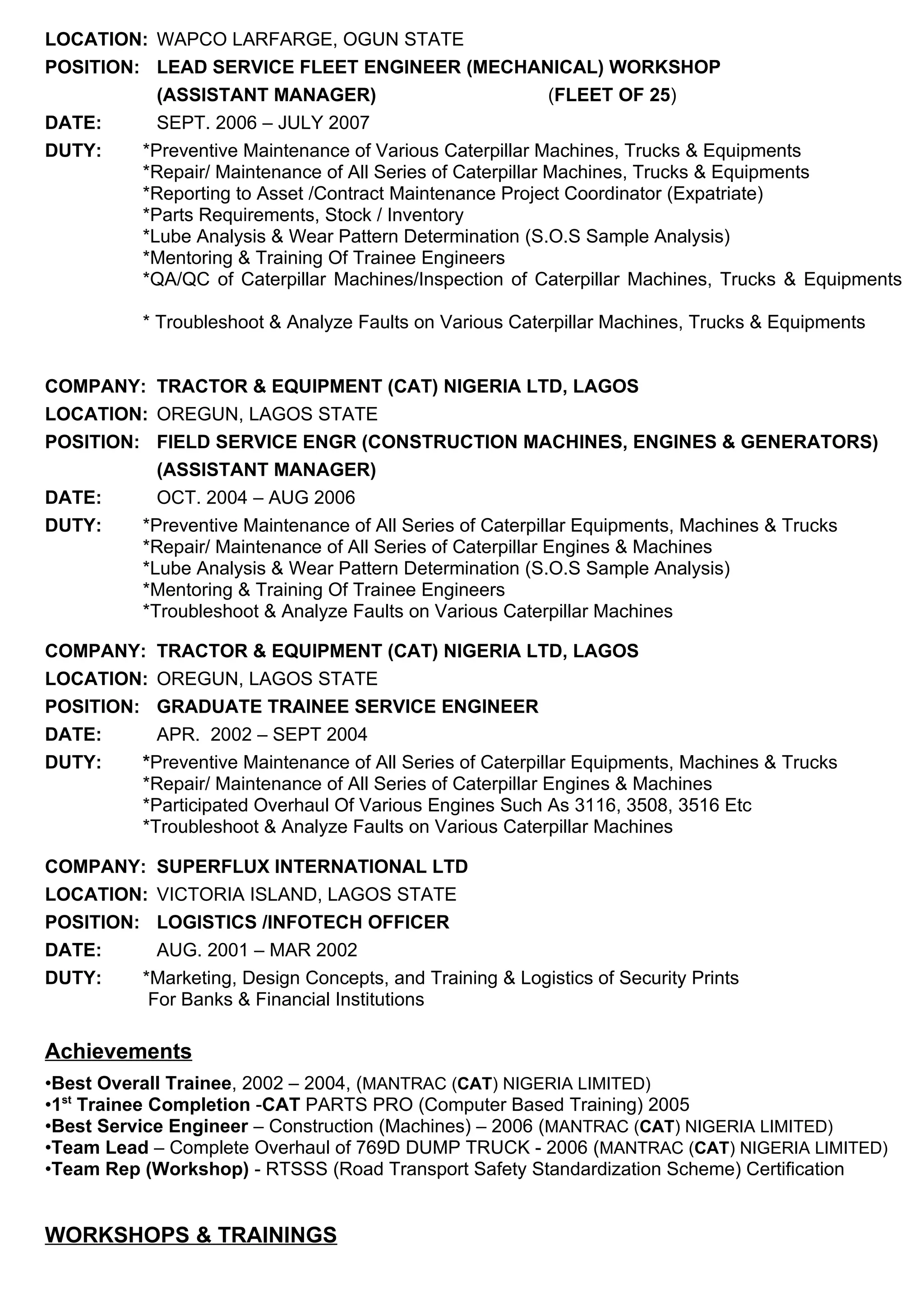 Olanrewaju Bolaji Cv2 | DOC | Commercial Trucks | Auto Body Styles