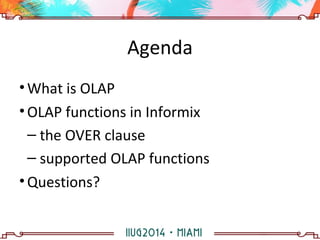 Olap Functions Suport in Informix | PPT | Databases | Computer Software and Applications