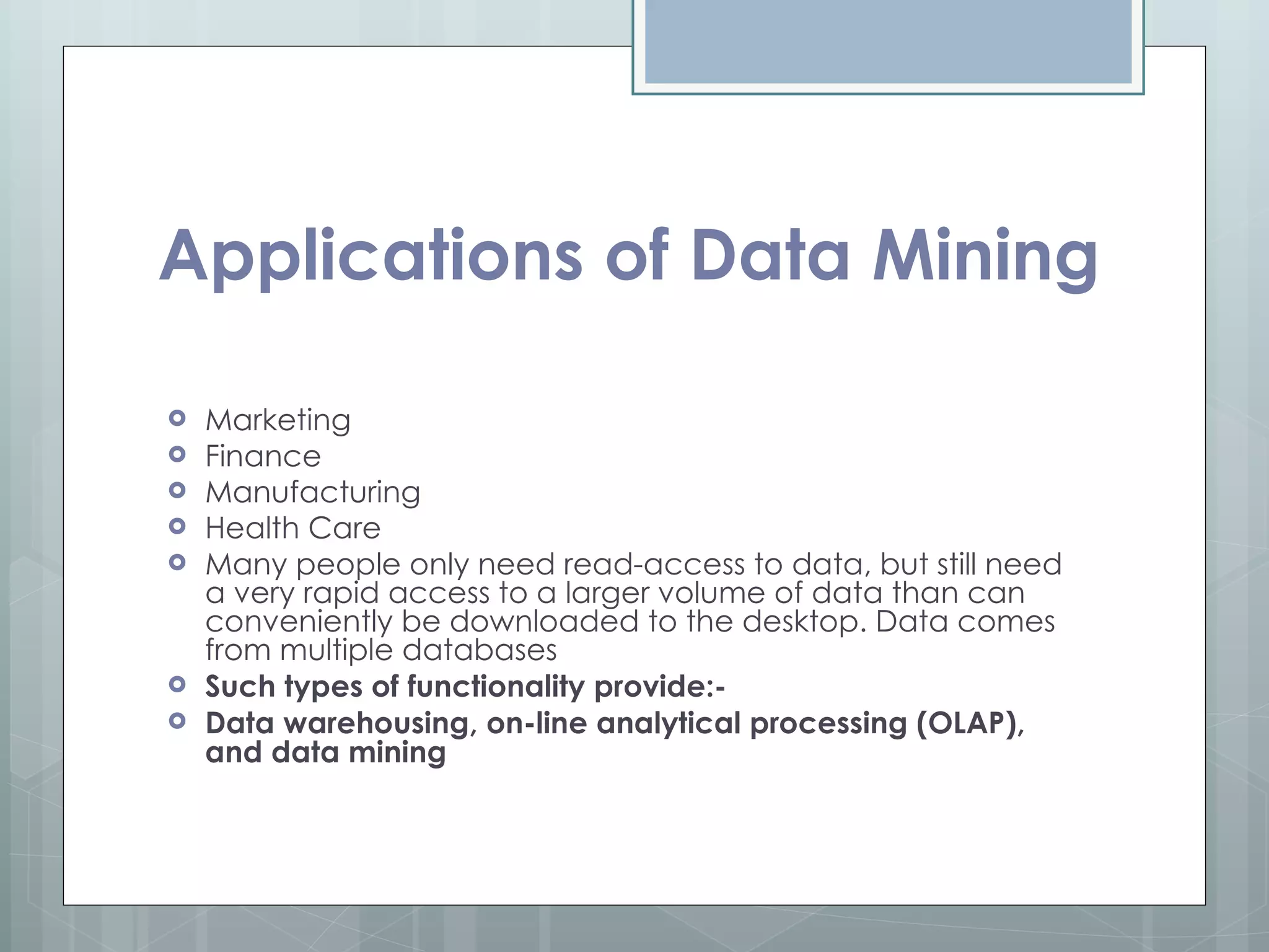 Olap, oltp and data mining | PPT