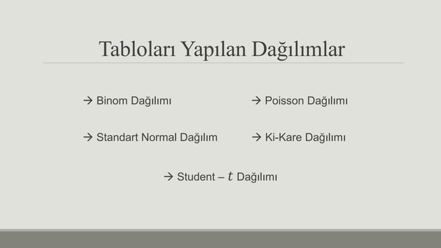 Olasilik Tablolari | PPT