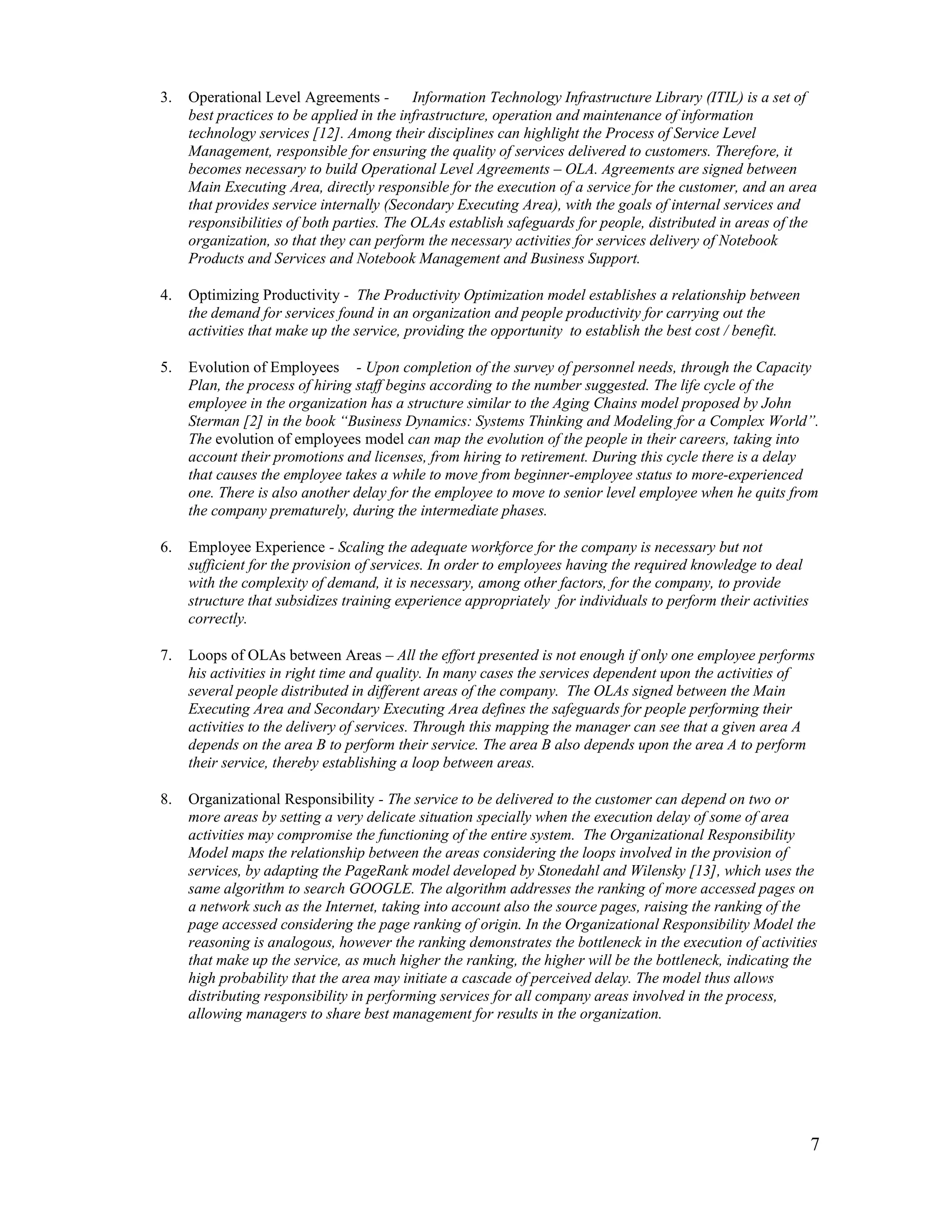Operational Level Agreements (OLAs) of Pool of People applied in ...