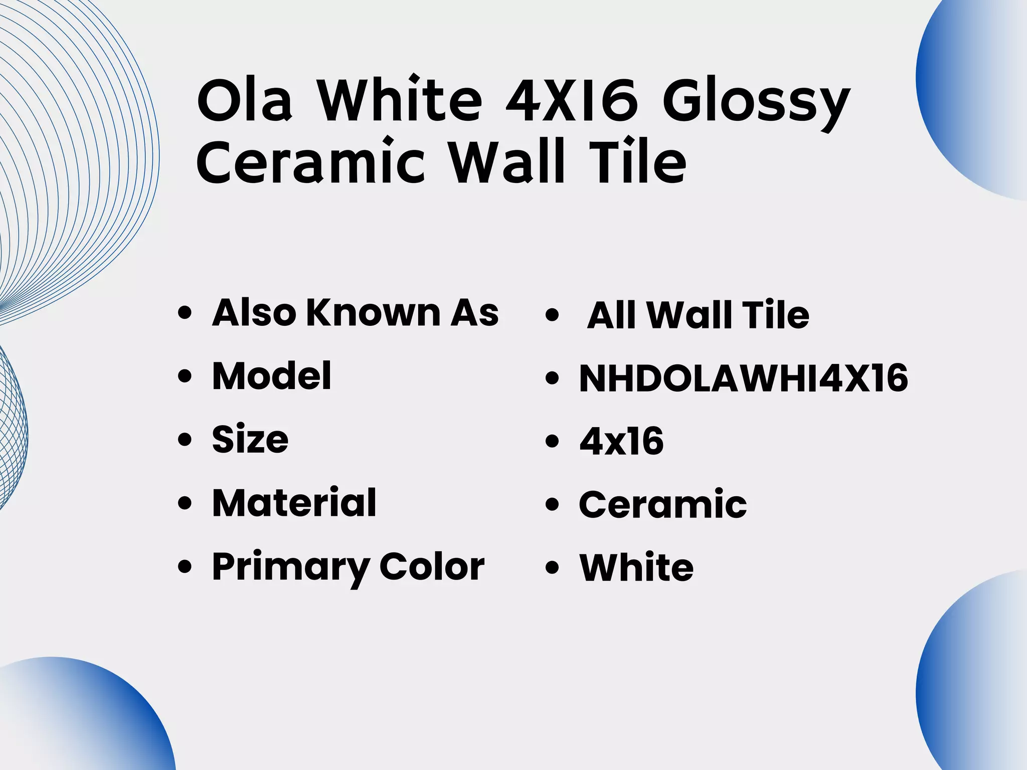 Ola White 4X16 Glossy Ceramic Wall Tile.pdf