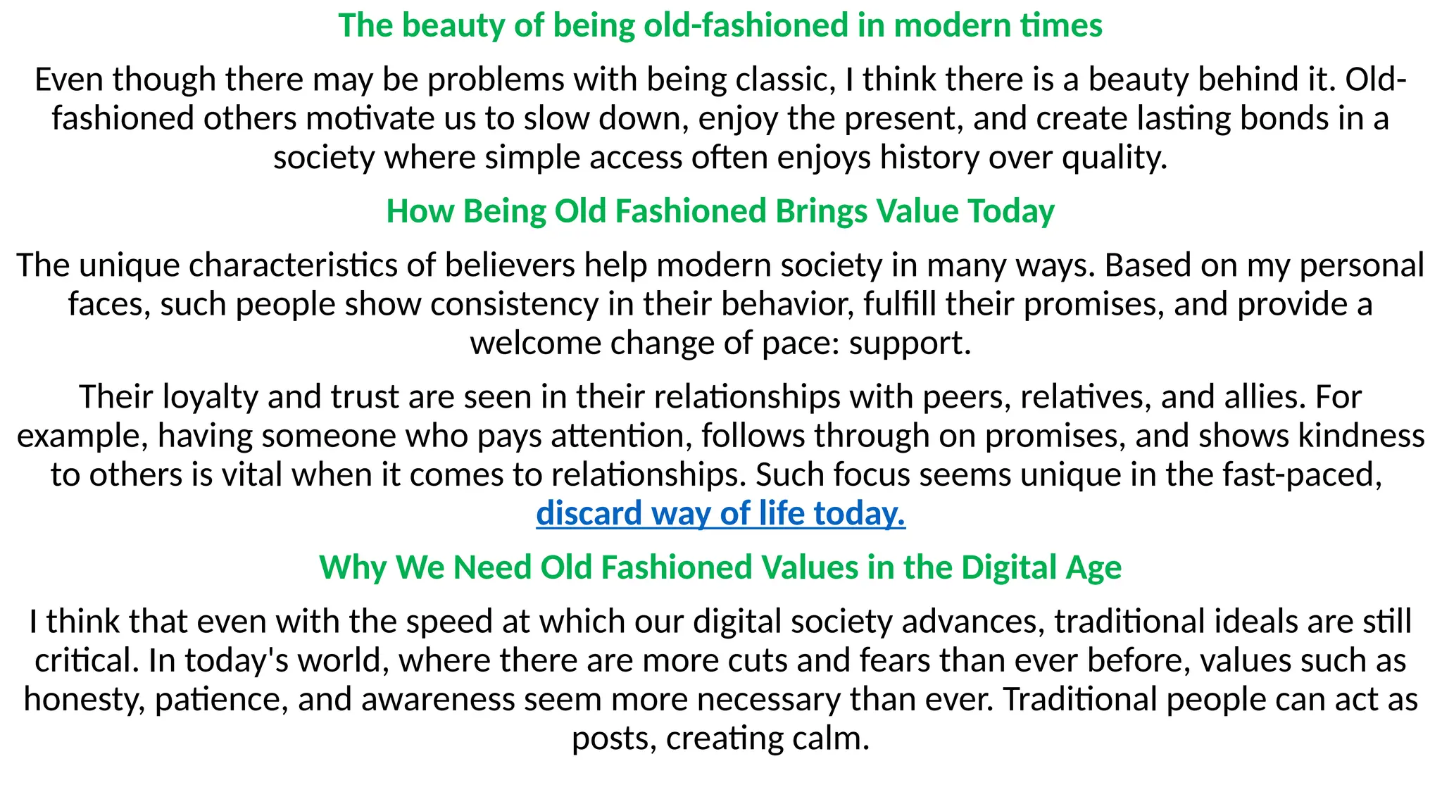 old - fashioned - in - a - modern - world | PPTX