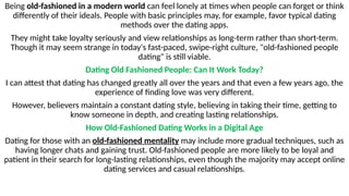 old - fashioned - in - a - modern - world | PPTX