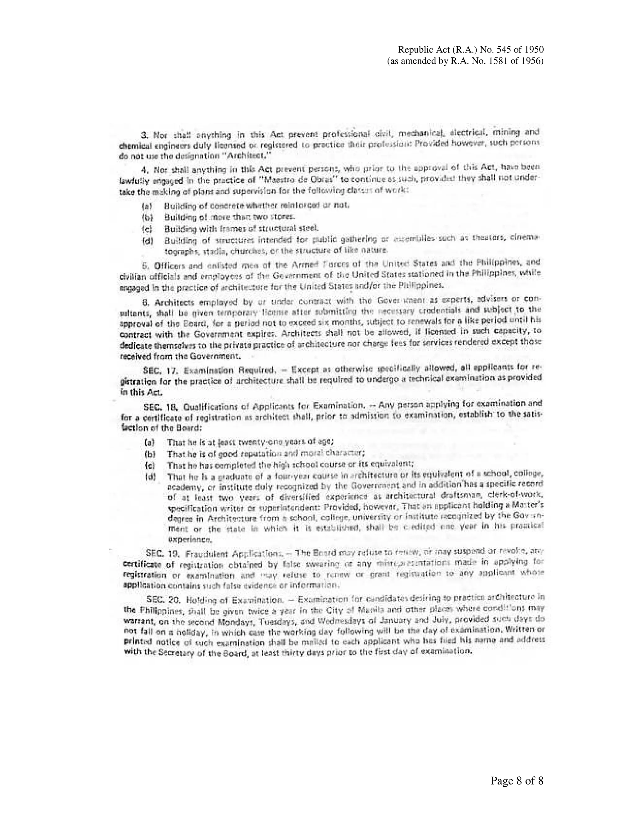 Old architecture law ra 1581 545[1] | PDF