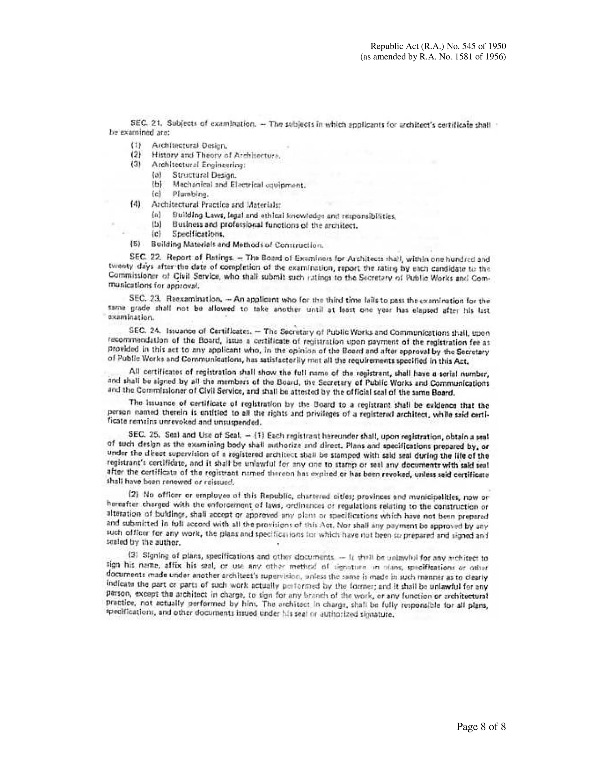 Old architecture law ra 1581 545[1] | PDF