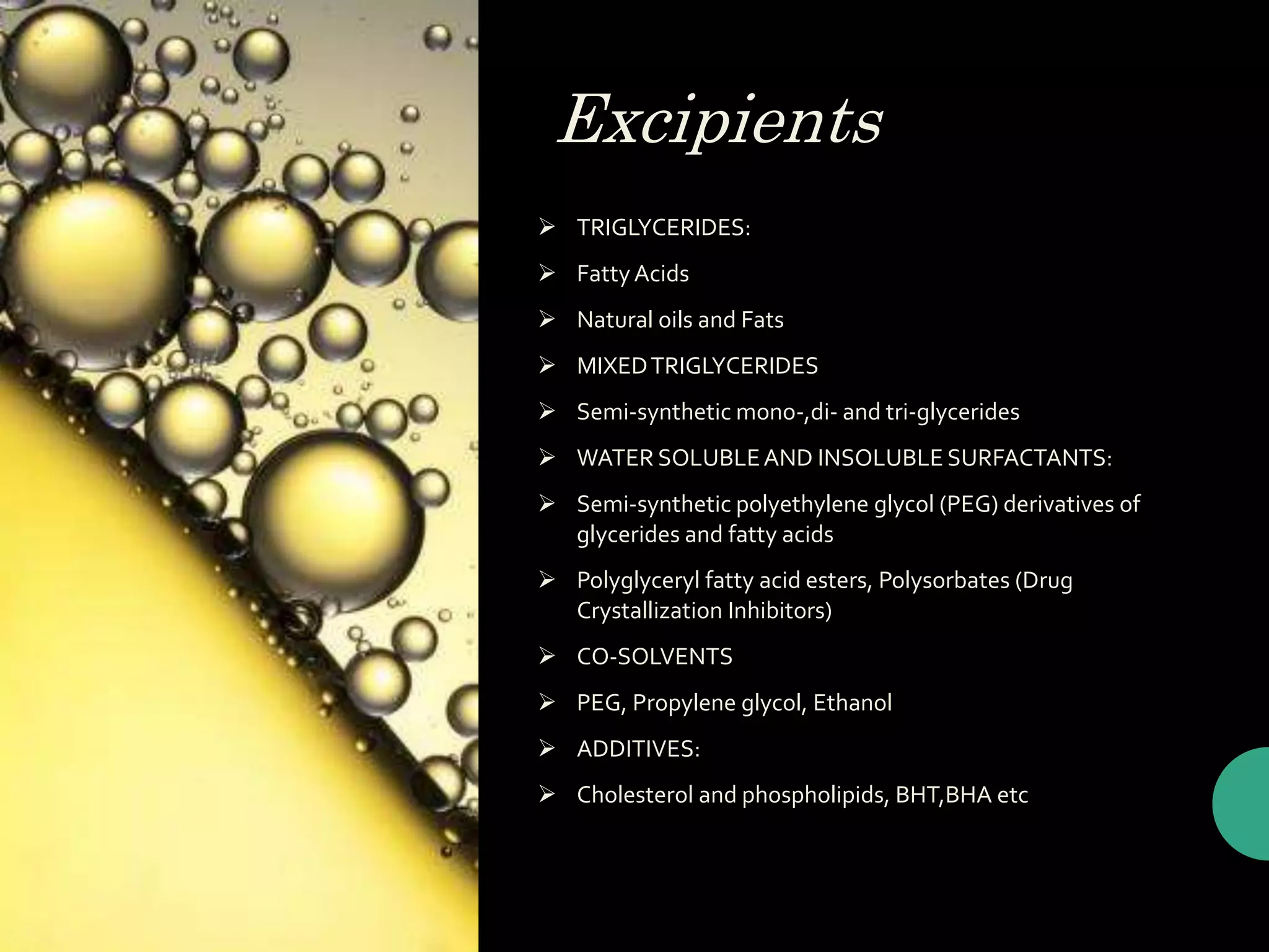 Oral lipid drug delivery system for poor water soluble drugs | PPTX