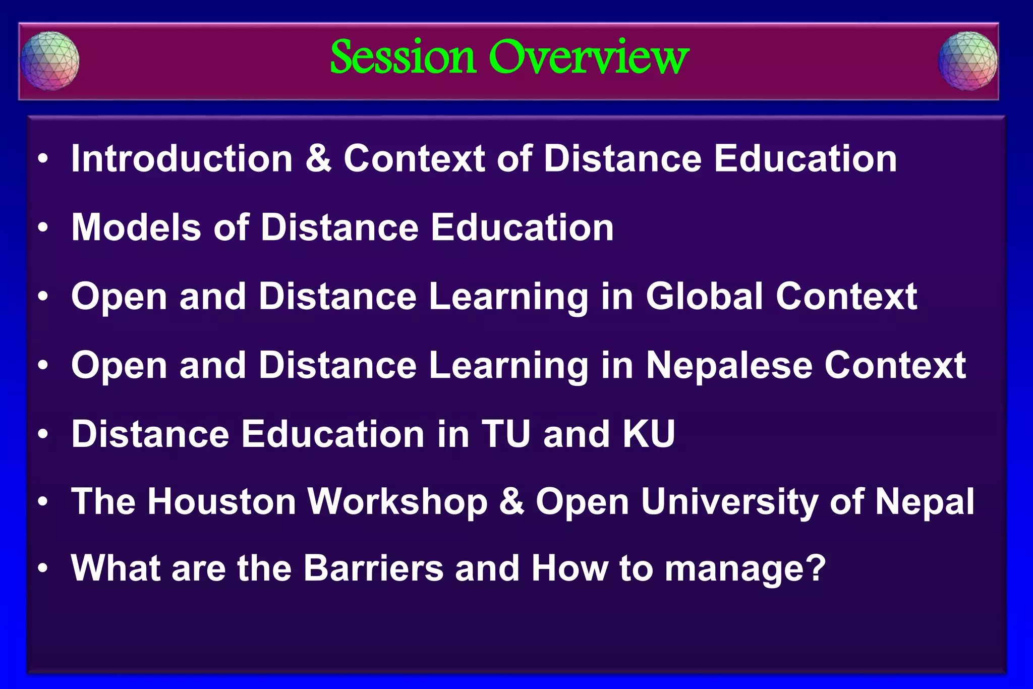 Managing Open/distance learning: Opportunities and challenges | PPT