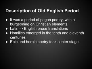 Old English Period of British Literature | PDF