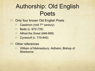 Old English Verse, Media, and Poetic Form | PPTX