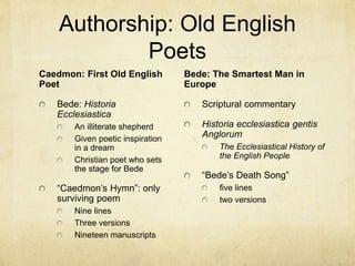 Old English Verse, Media, and Poetic Form | PPT