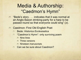 Old English Verse, Media, and Poetic Form | PPT