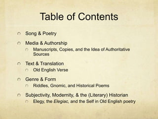 Old English Verse, Media, and Poetic Form | PPT