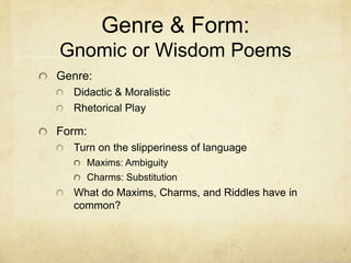 Old English Verse, Media, and Poetic Form | PPT