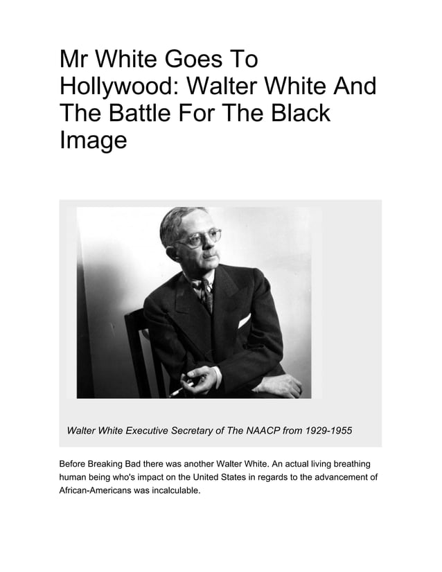 Walter White And The Battle For The Black Image | PDF