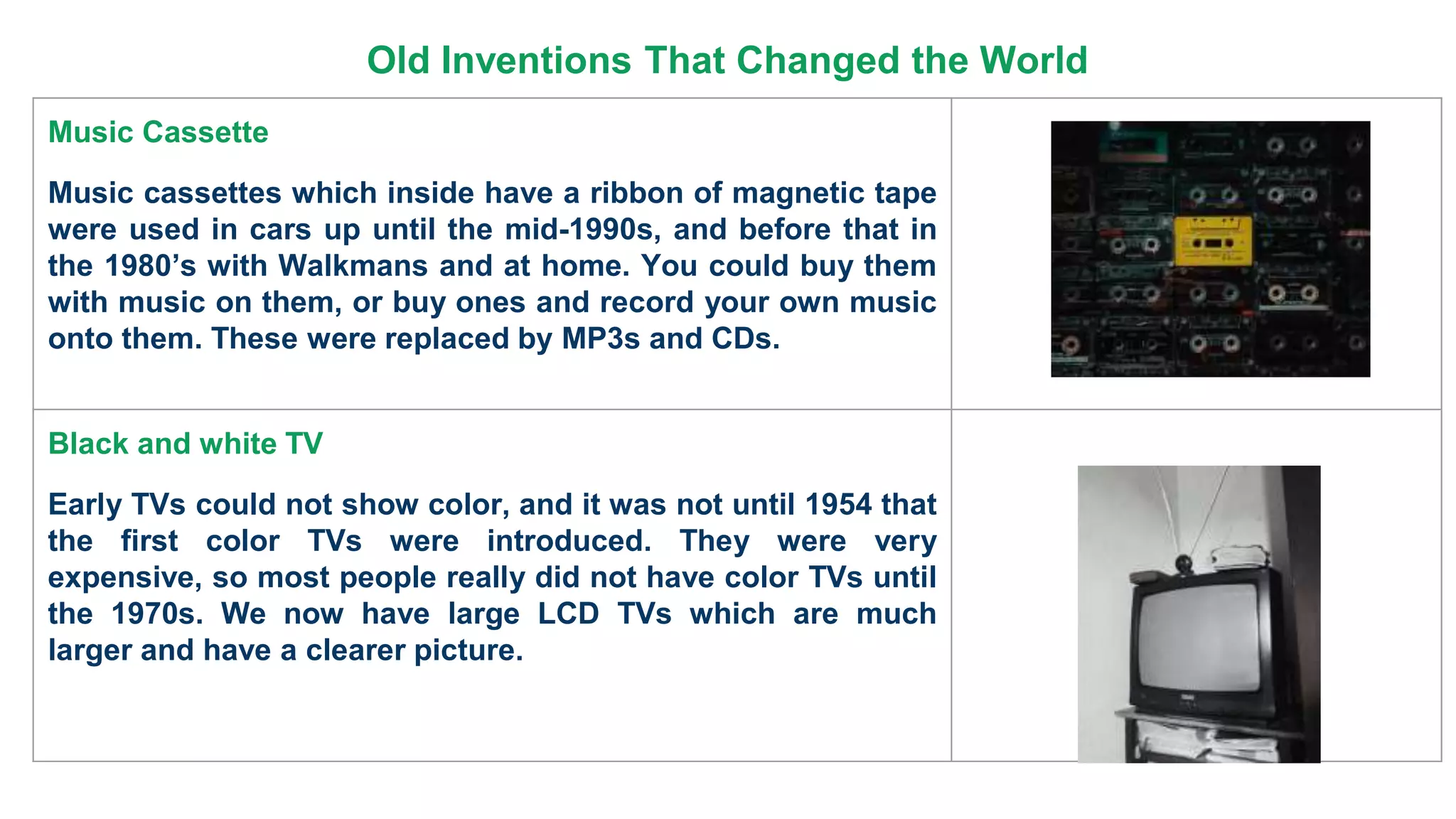 Old inventions that changed the world | PPTX | Home Entertainment ...