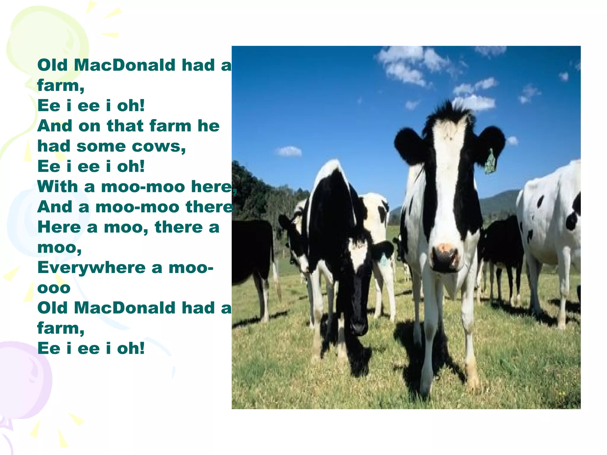 Old mac donald had a farm song- | PPT