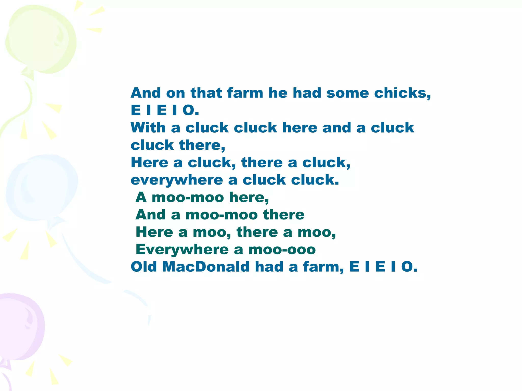 Old MacDonald had a farm song- Preschool activity/Learning English ...