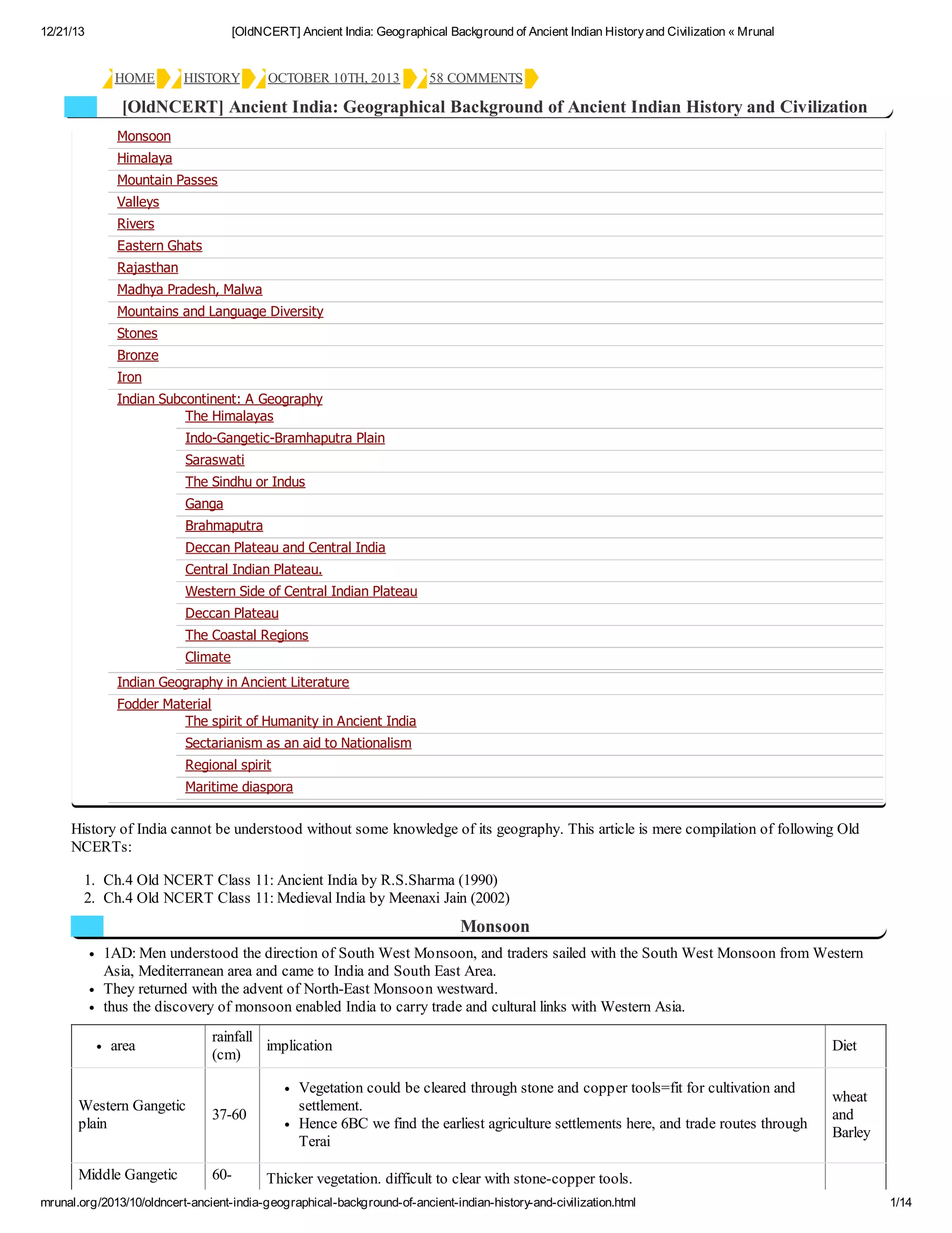 [Old ncert] ancient india geographical background of ancient indian ...