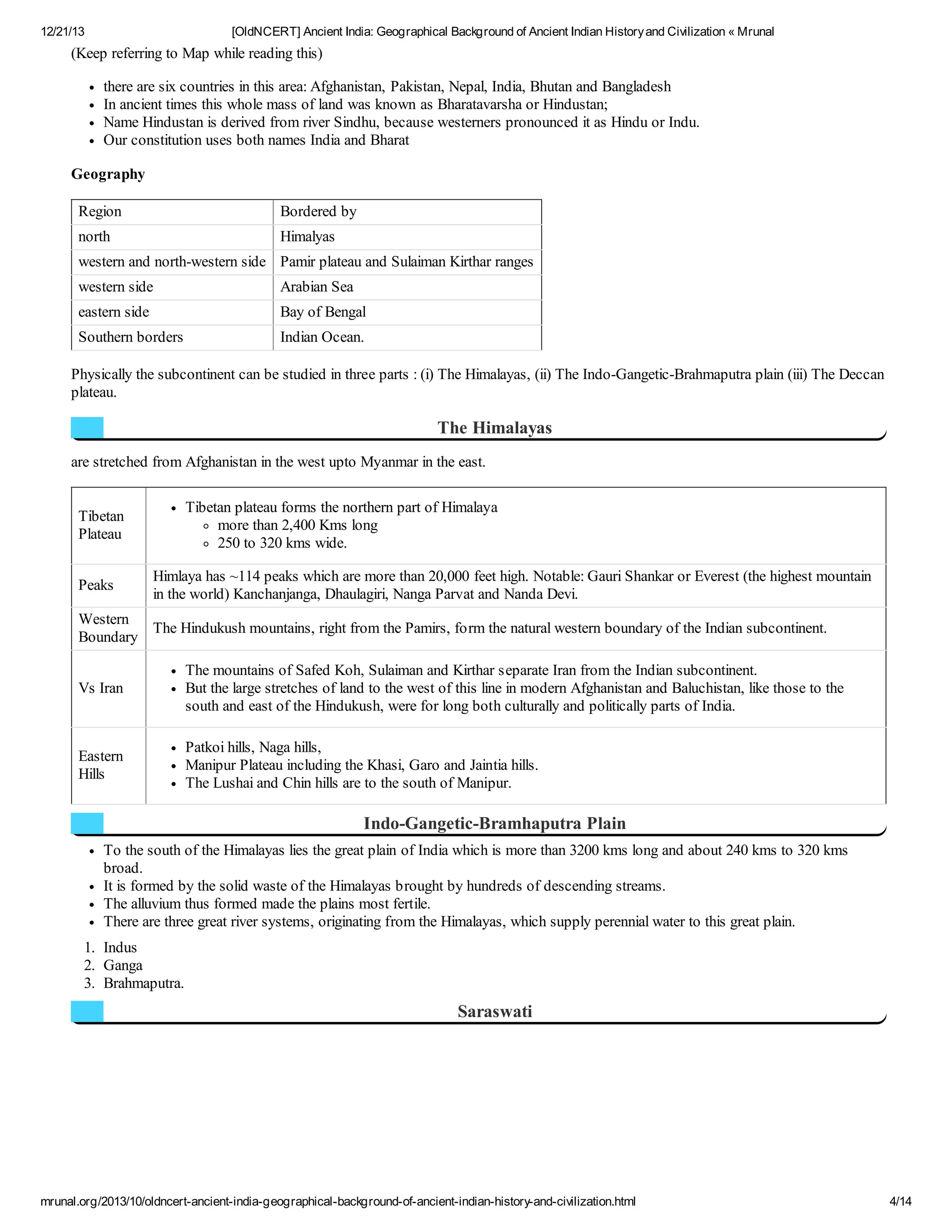[Old ncert] ancient india geographical background of ancient indian ...