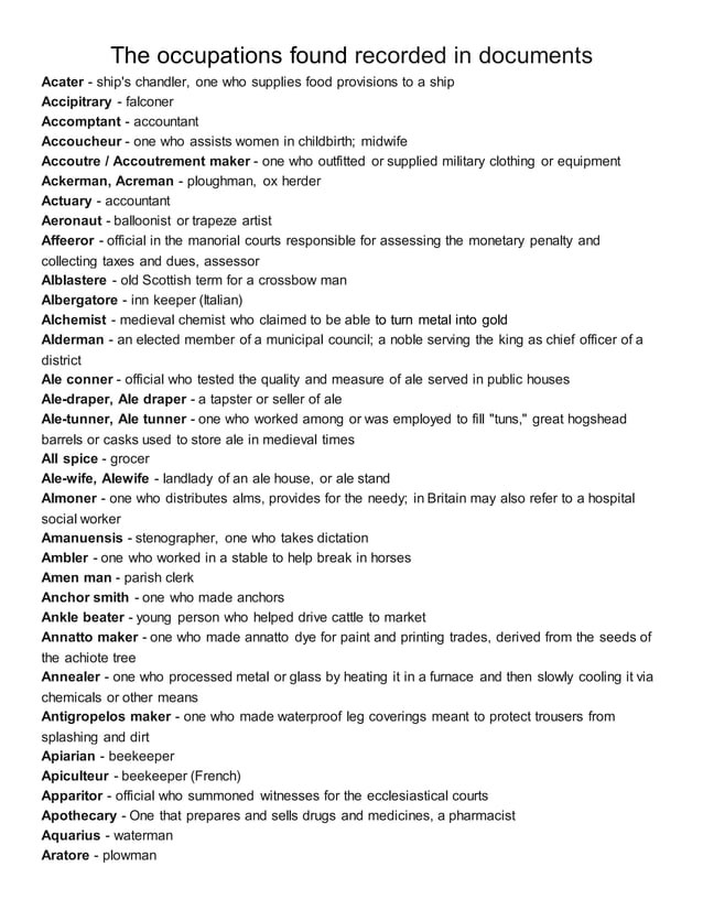 Old Occupations | DOCX