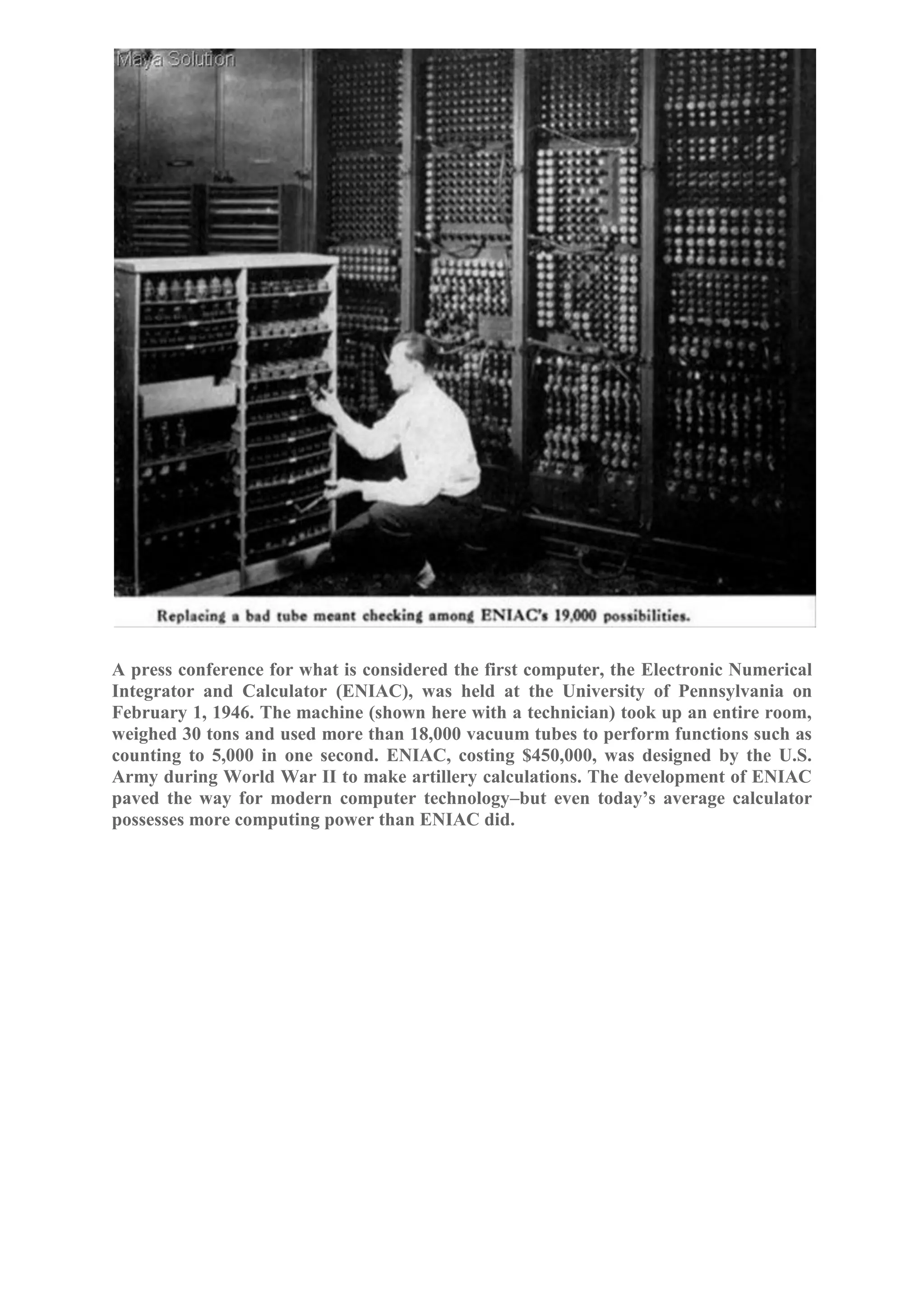 Old photos of the first generation of computers | PDF