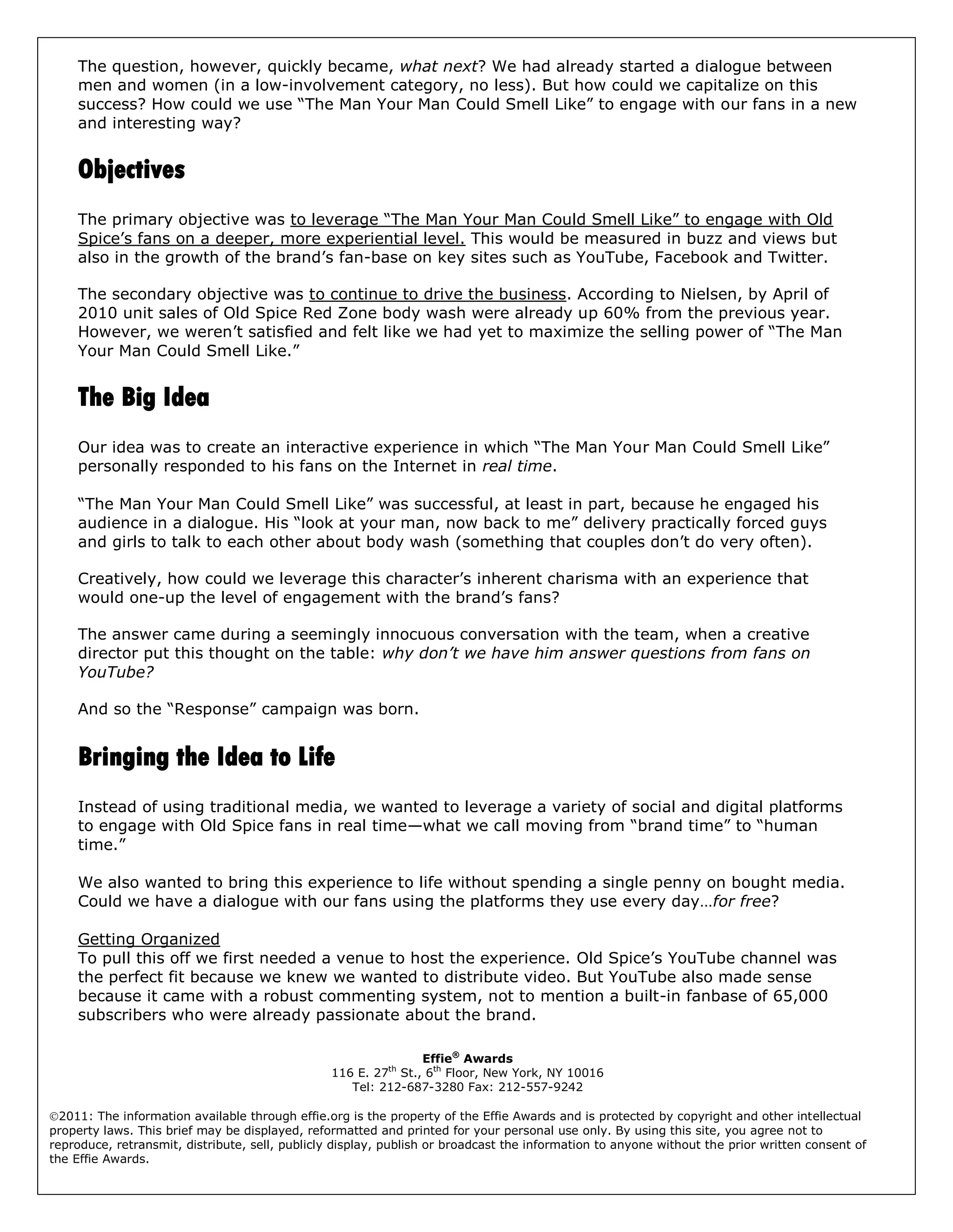 Case Study: Old Spice for Effie Awards | PDF