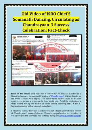 Old Video Of ISRO Chief S Somanath Dancing, Circulating as Chandrayaan ...