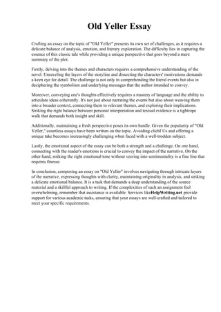 Old Yeller Essay. California State University San Marcos | PDF ...